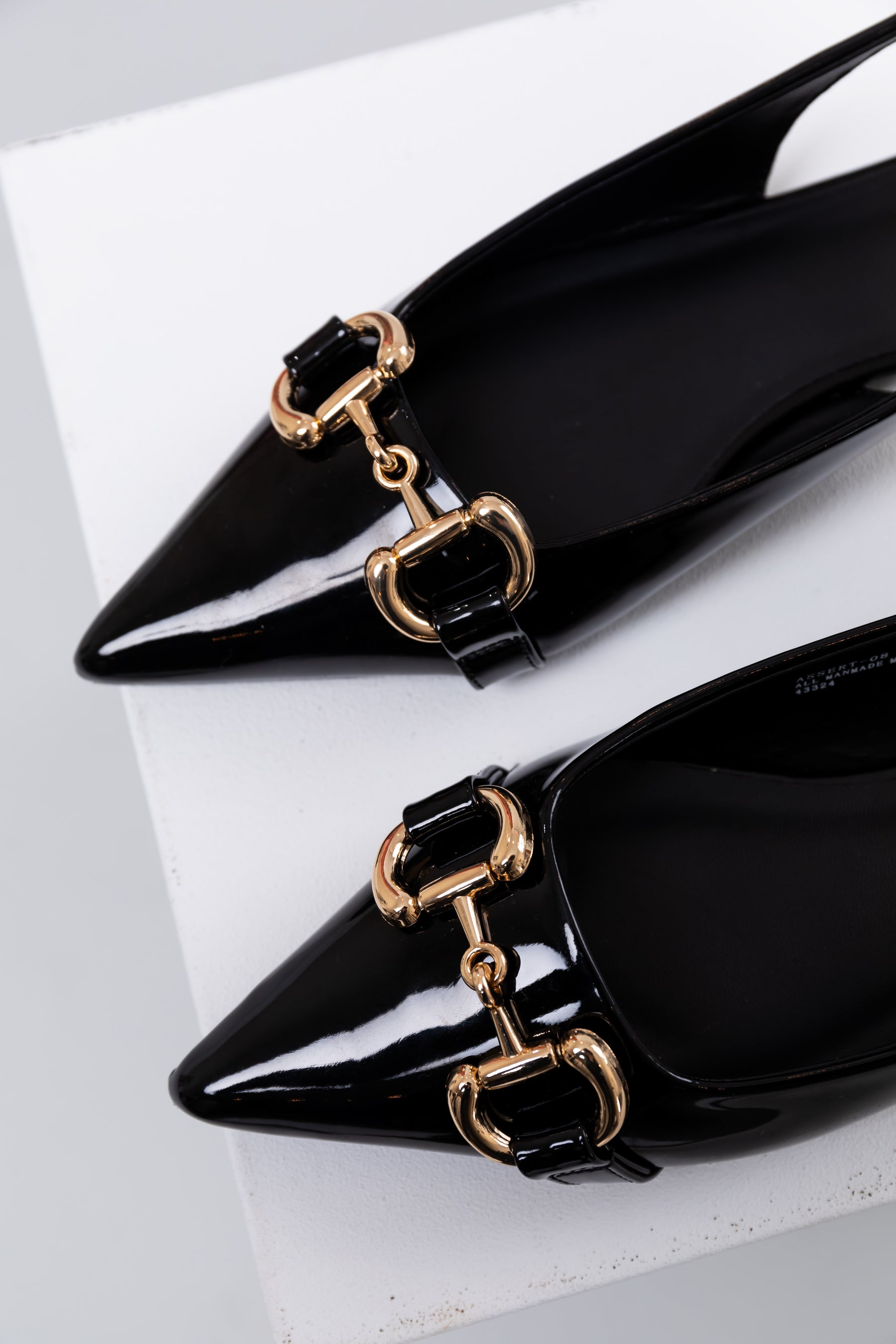 Black Pleather Pointed Toe Sling Back Flats | Lime Lush Boutique