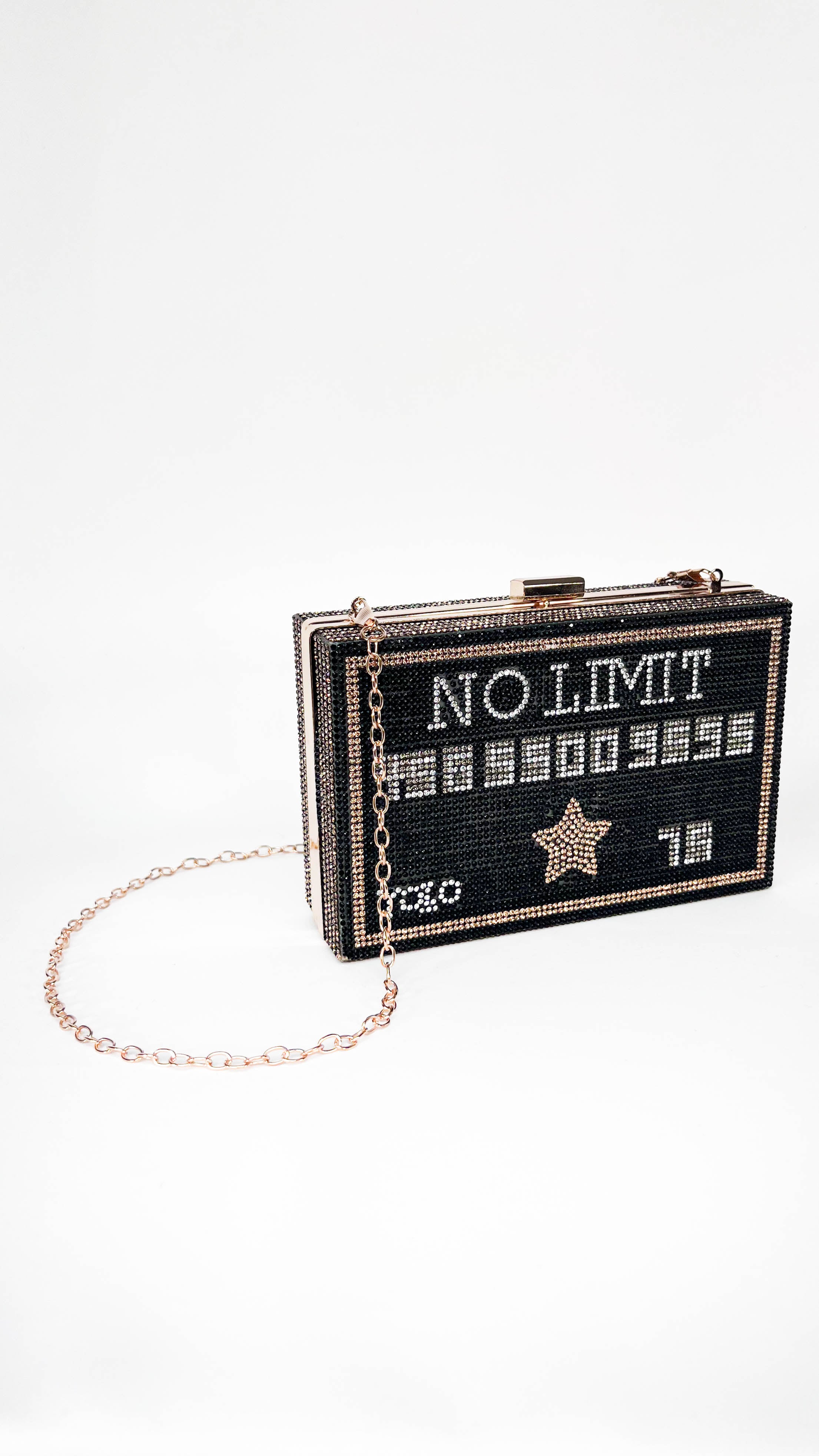 Black Rhinestone 'No Limit' Credit Card Clutch & Lime Lush