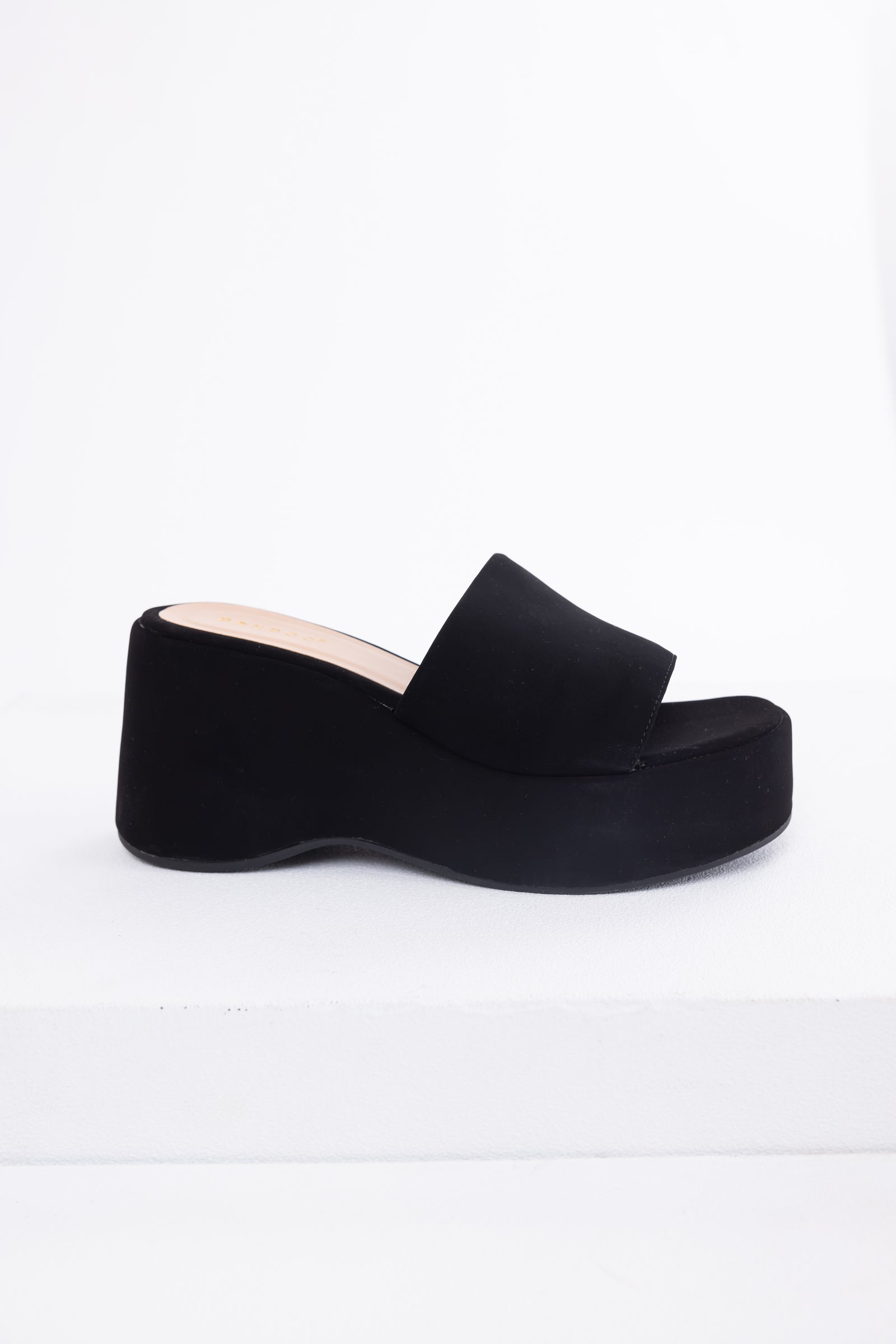 Black Soft Suede Platform Wedge Sandals | Lime Lush Boutique