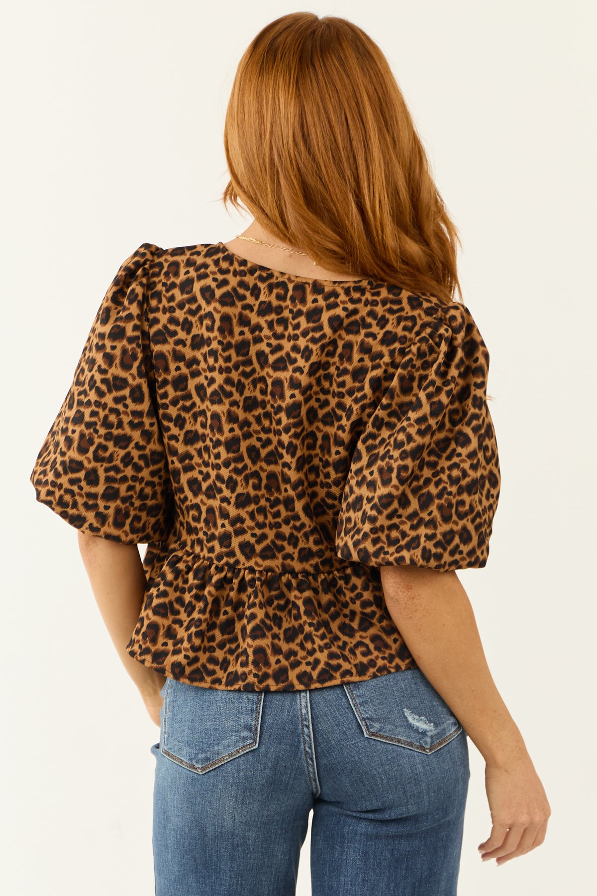 Brown Sugar Leopard Print Tie Front Top | Lime Lush Boutique