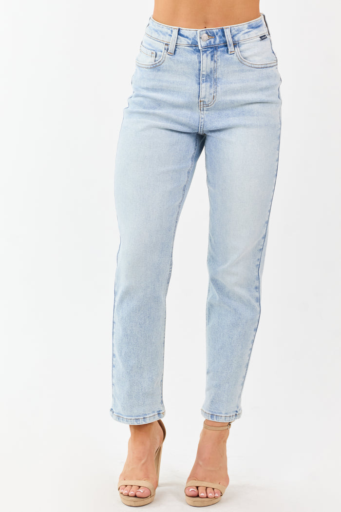 Cello Light Acid Wash Stretchy Straight Jeans | Lime Lush Boutique