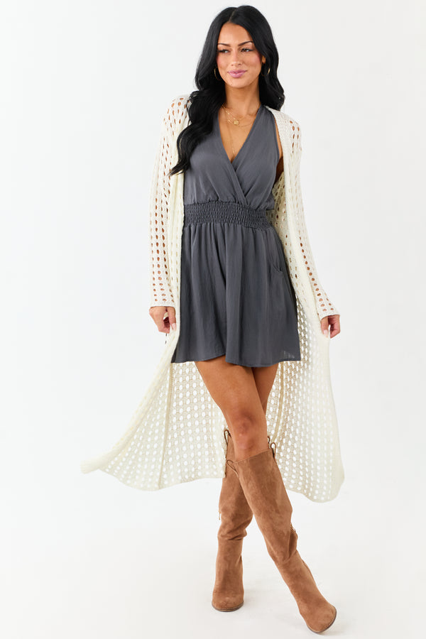 Cream Open Knit Wide Sleeve Duster Cardigan | Lime Lush Boutique