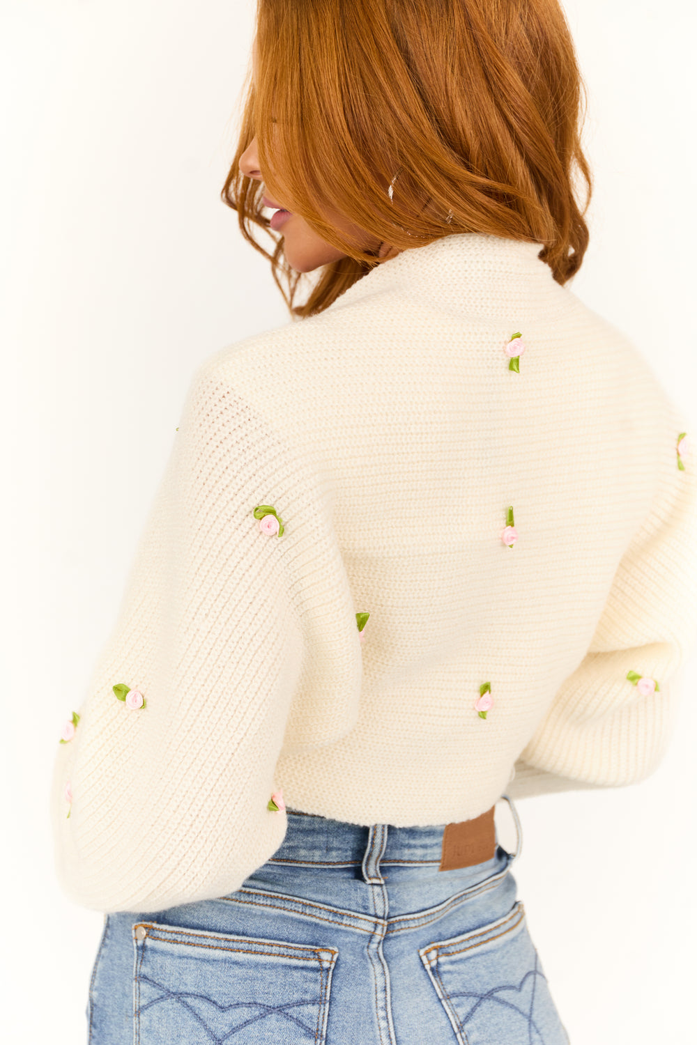 Cream Rosette Detail Bolero Shrug Cardigan | Lime Lush Boutique