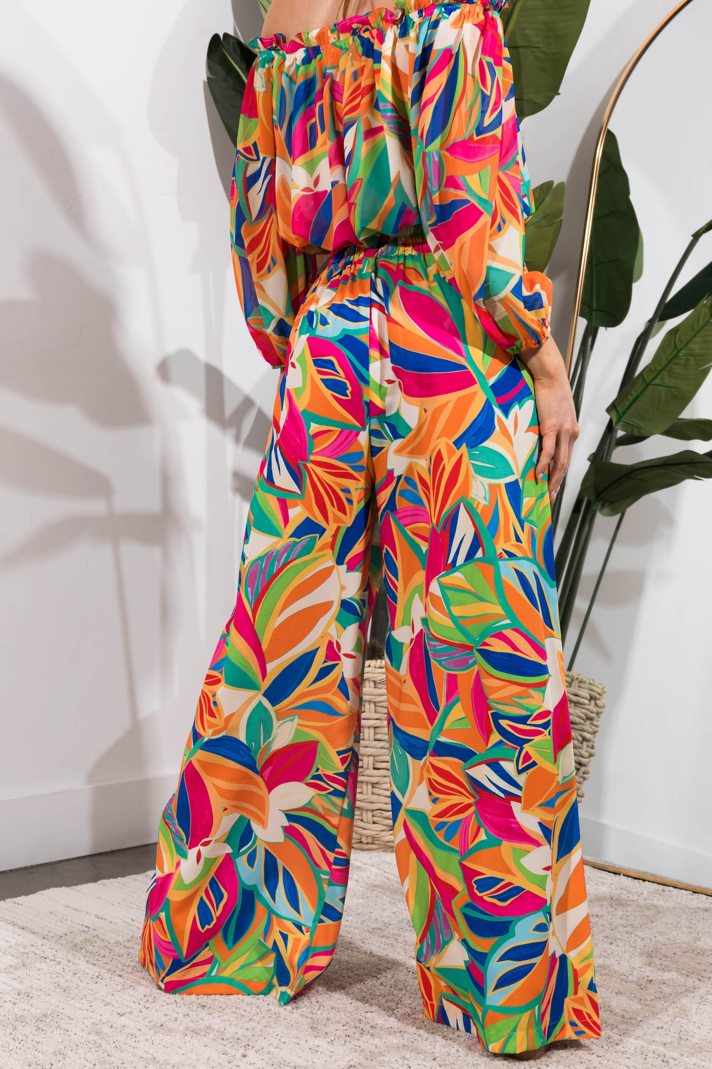 Flying Tomato Tangerine Abstract Print Pants | Lime Lush