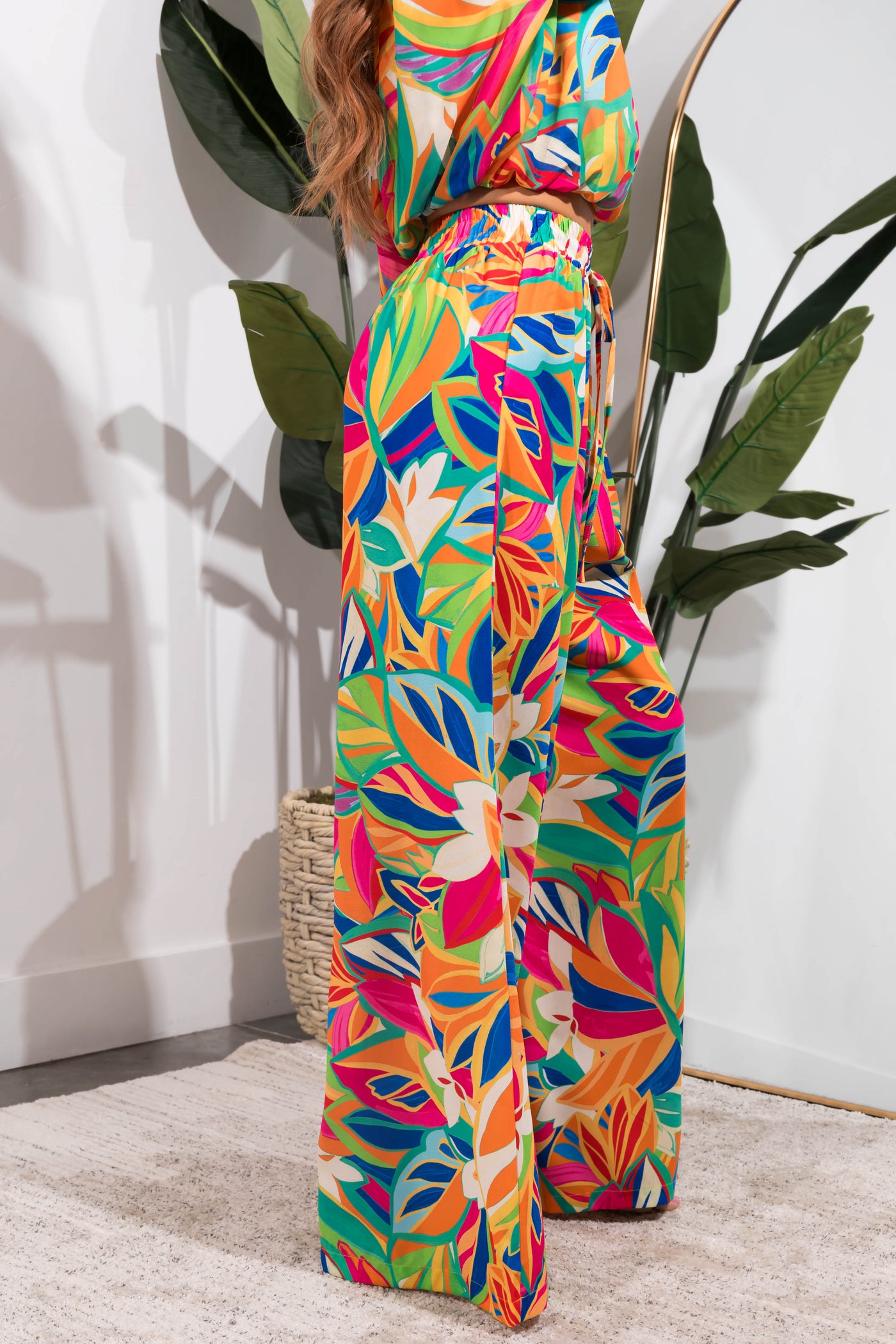 Flying Tomato Tangerine Abstract Print Pants | Lime Lush