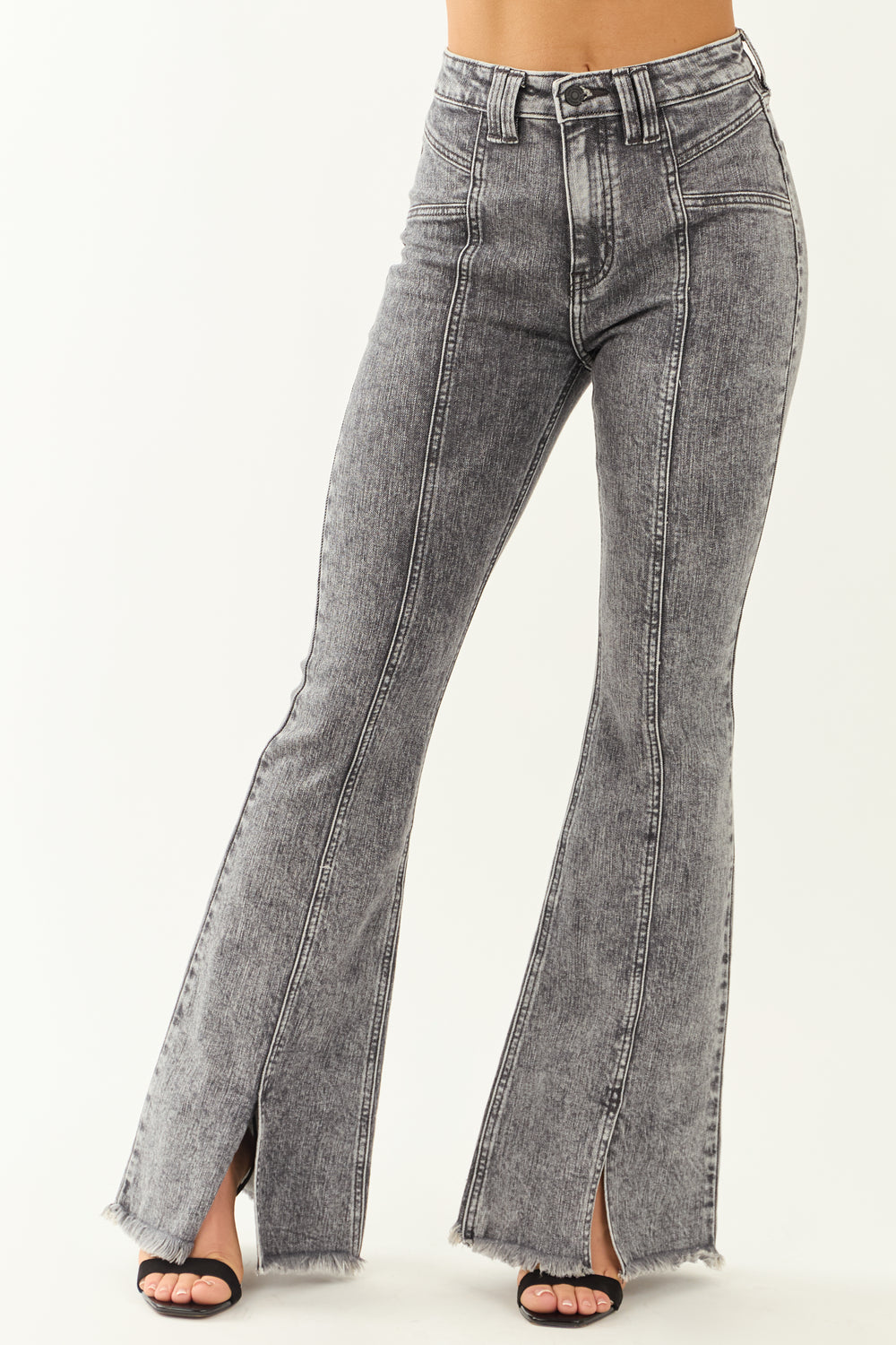 KanCan Graphite Wash Stretchy Front Seam Flare Jeans | Lime Lush Boutique
