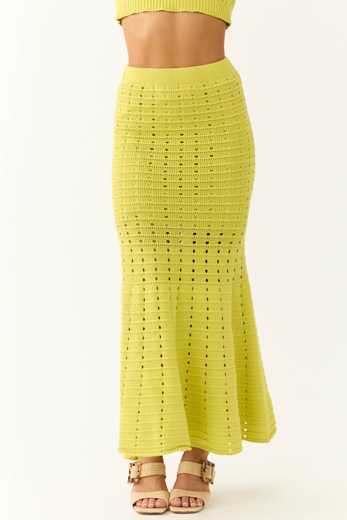Lime Crochet Knit Fit and Flare Maxi Skirt | Lime Lush Boutique