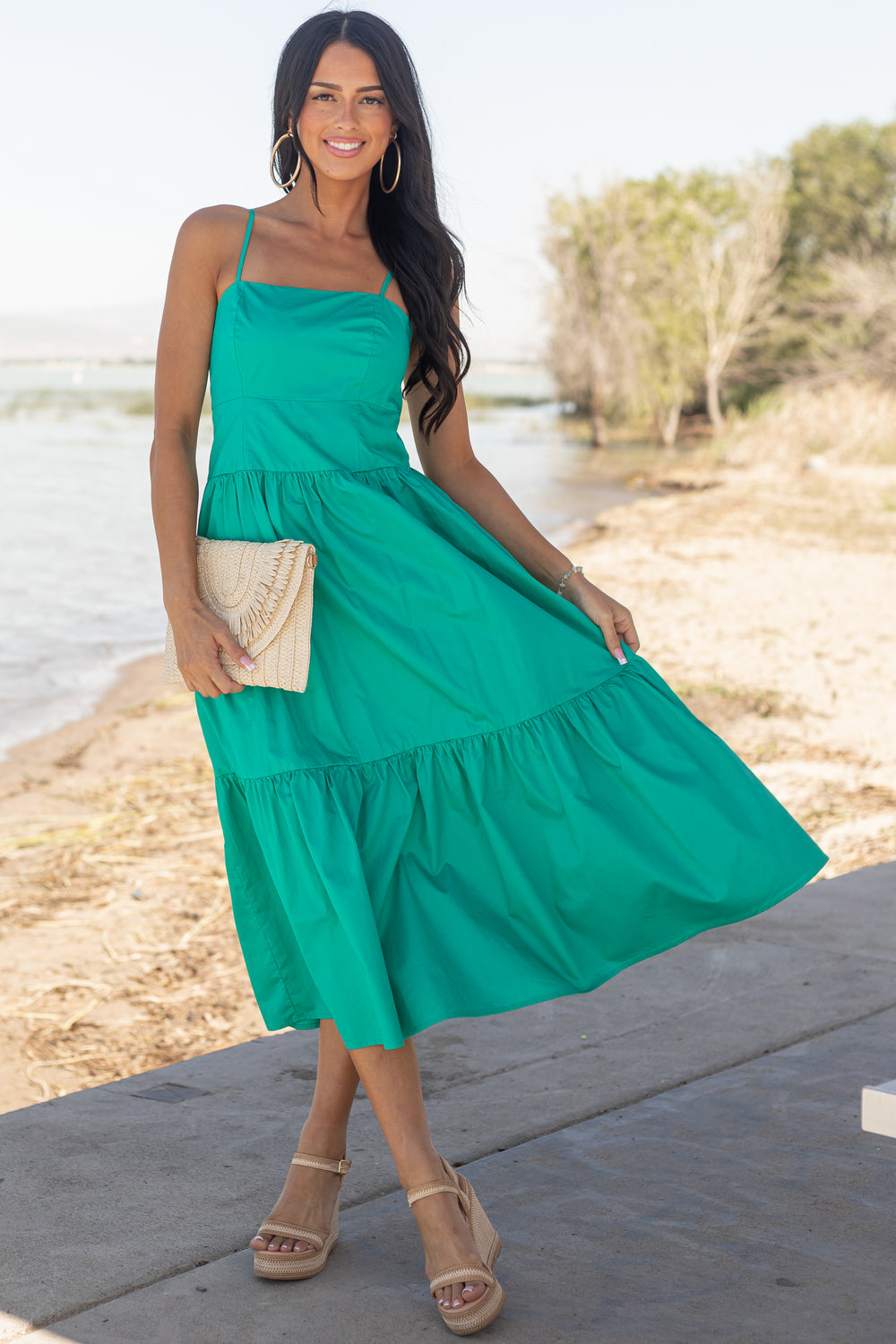 Lovelo Bright Jade Sleeveless Cotton Maxi Dress | Lime Lush Boutique