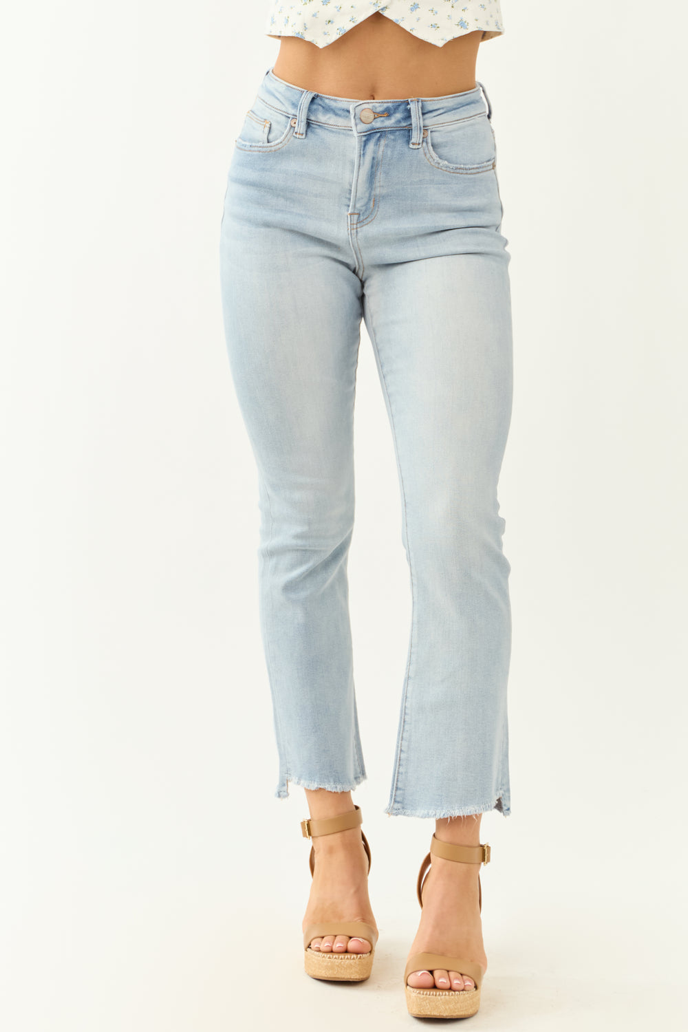 Mica Denim Light Wash Stretchy Soft Kick Flare Jeans | Lime Lush Boutique