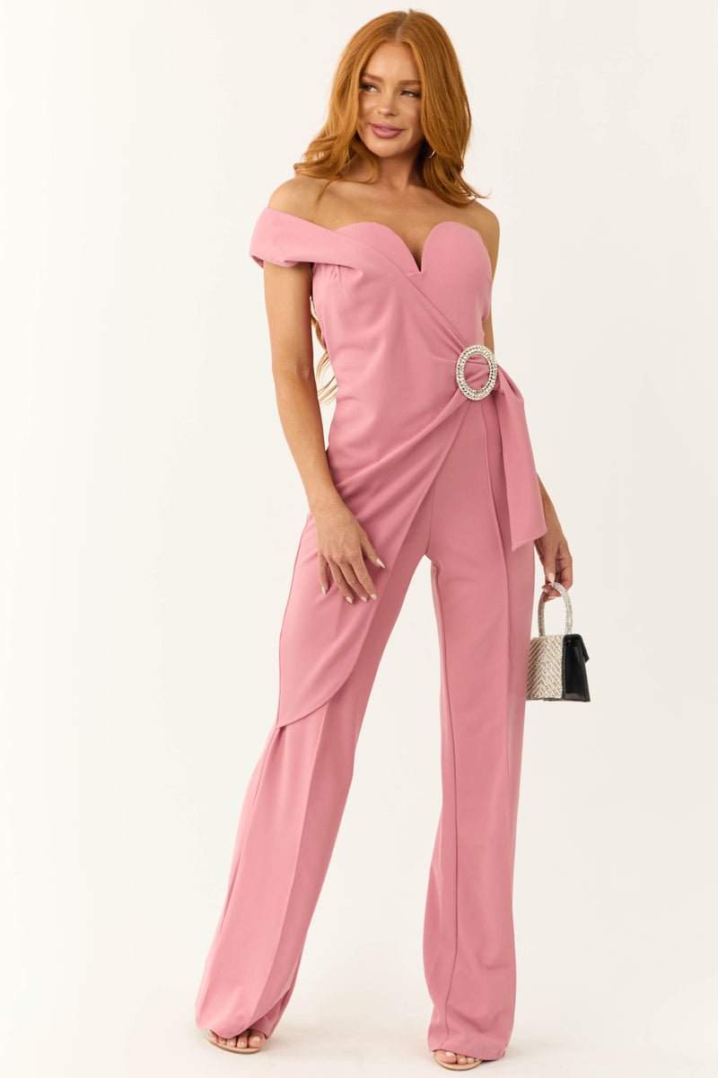 Punch One Shoulder Side Tie Wide Leg Jumpsuit | Lime Lush Boutique