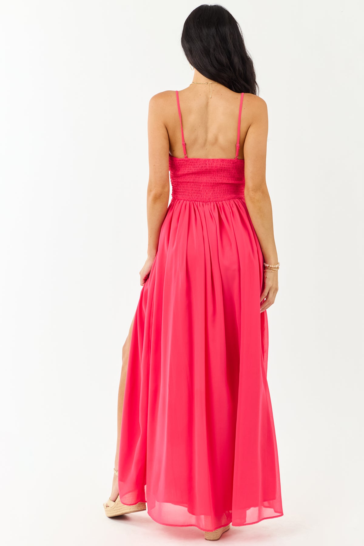 Raspberry Flowy Chiffon Front Twist Maxi Dress | Lime Lush Boutique