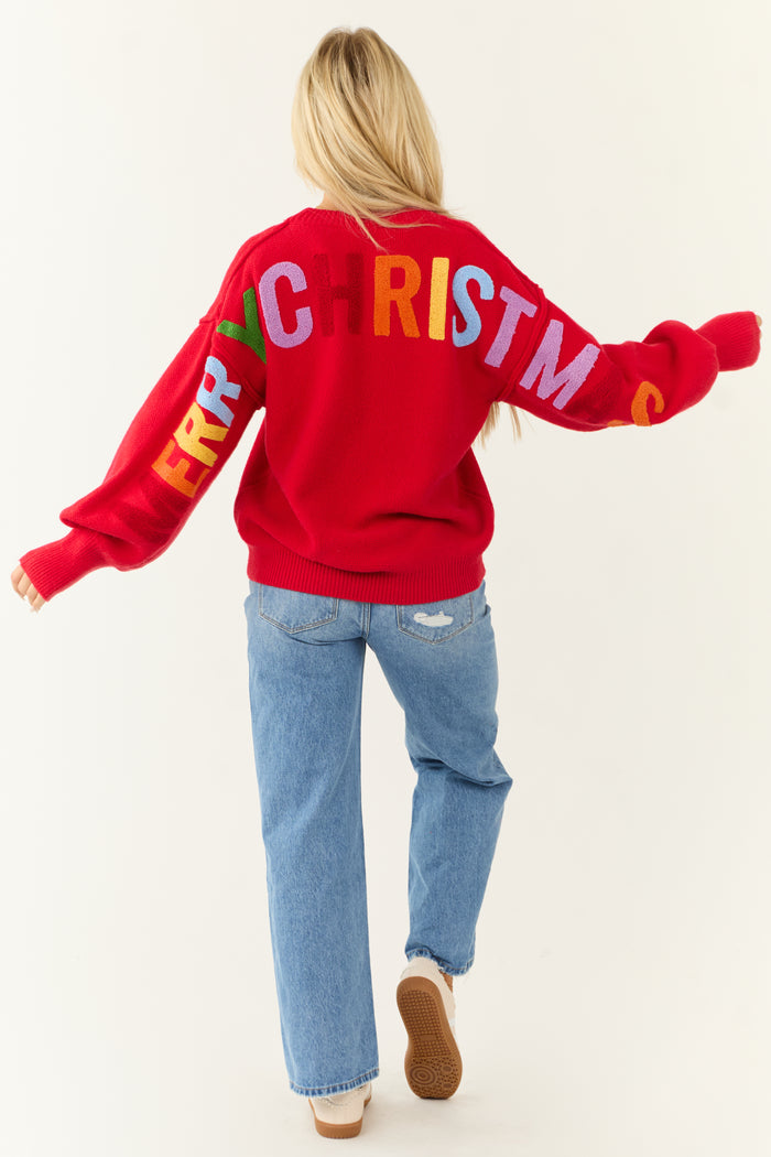 Mello Ruby HO HO HO Multicolor Graphic Knit Sweater | Lime Lush Boutique