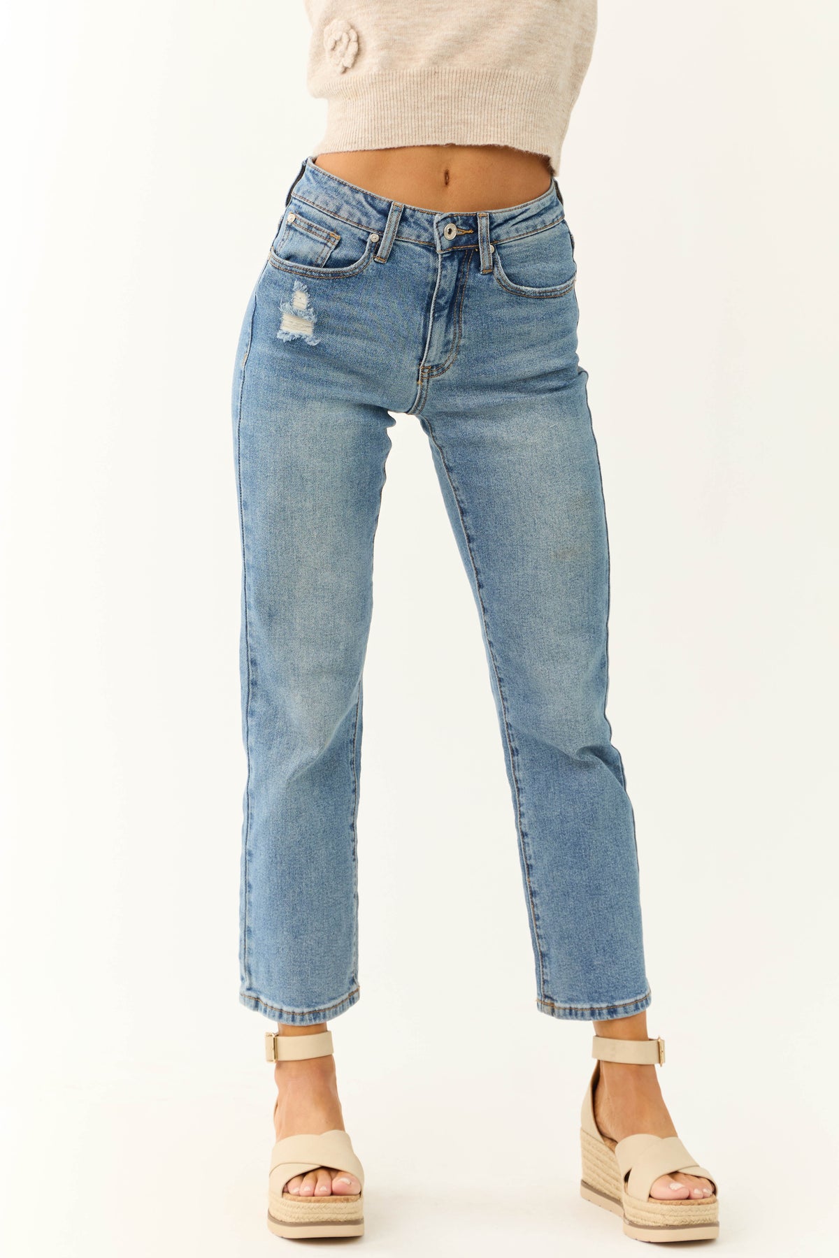 Special A Medium Wash Straight Leg Ankle Jeans | Lime Lush Boutique
