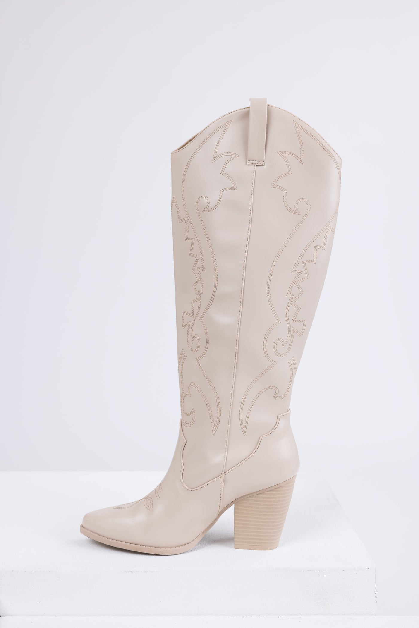 Vanilla Knee High Block High Heel Western Boots | Lime Lush Boutique