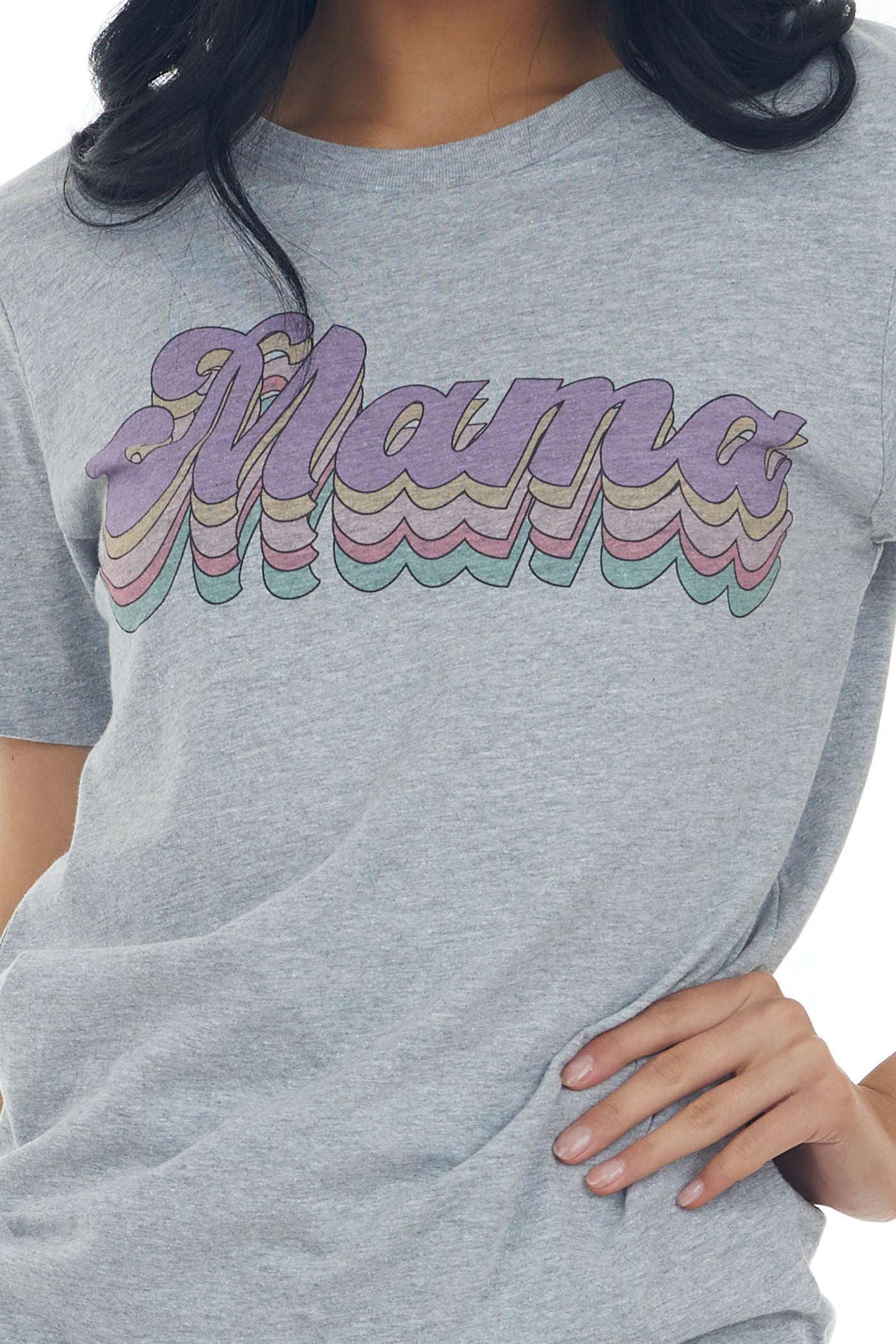 Heather Grey Multicolor 'Mama' Graphic Tee | Lime Lush