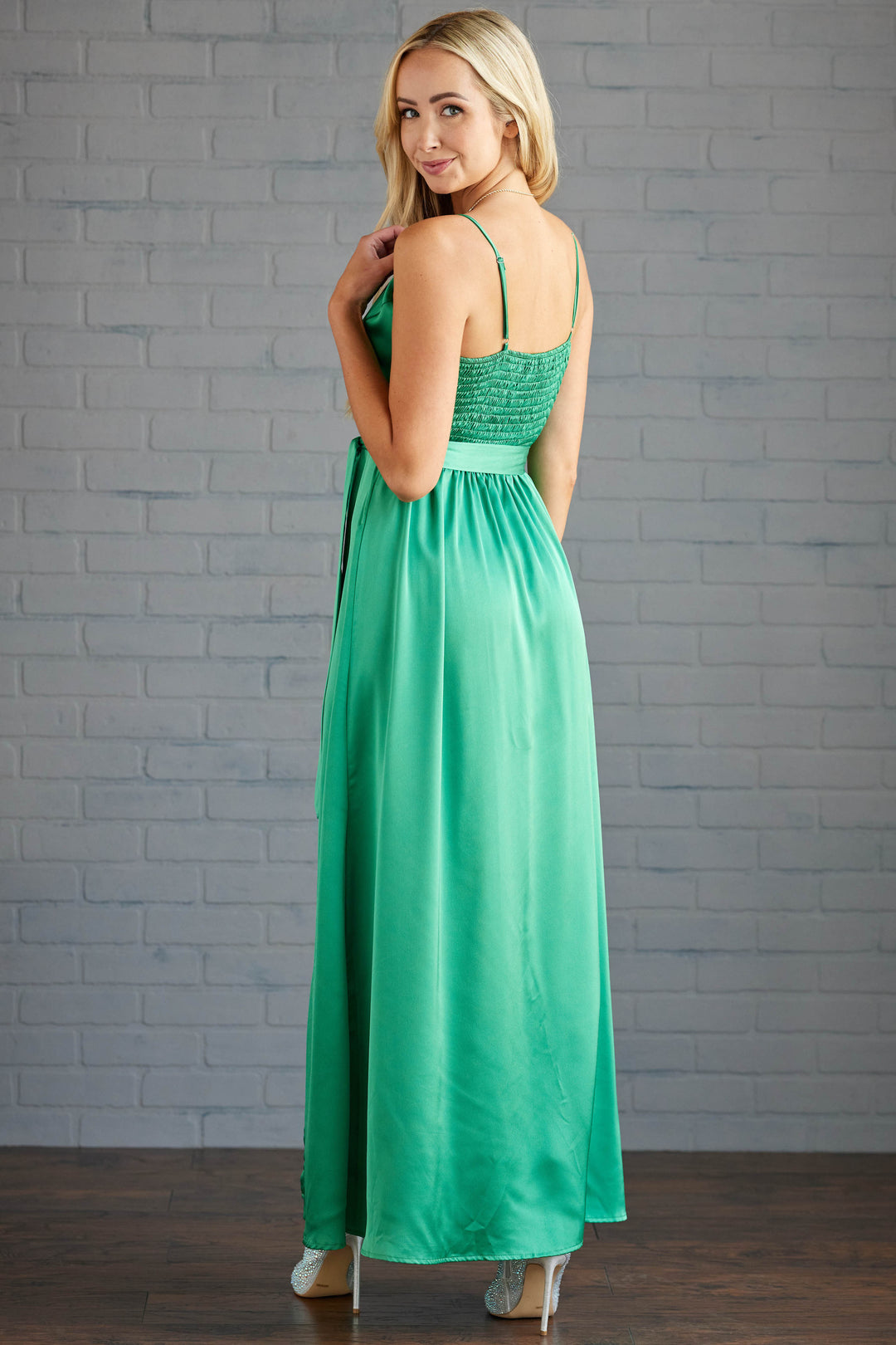 Kelly Green Satin Bridesmaid Dresses